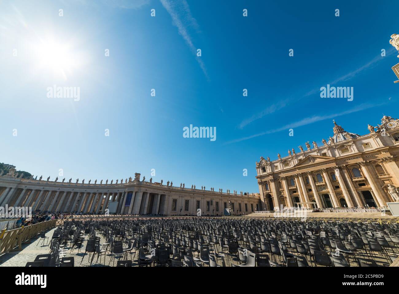 World famous Saint Peters square under a shining sun, Vatican City ...