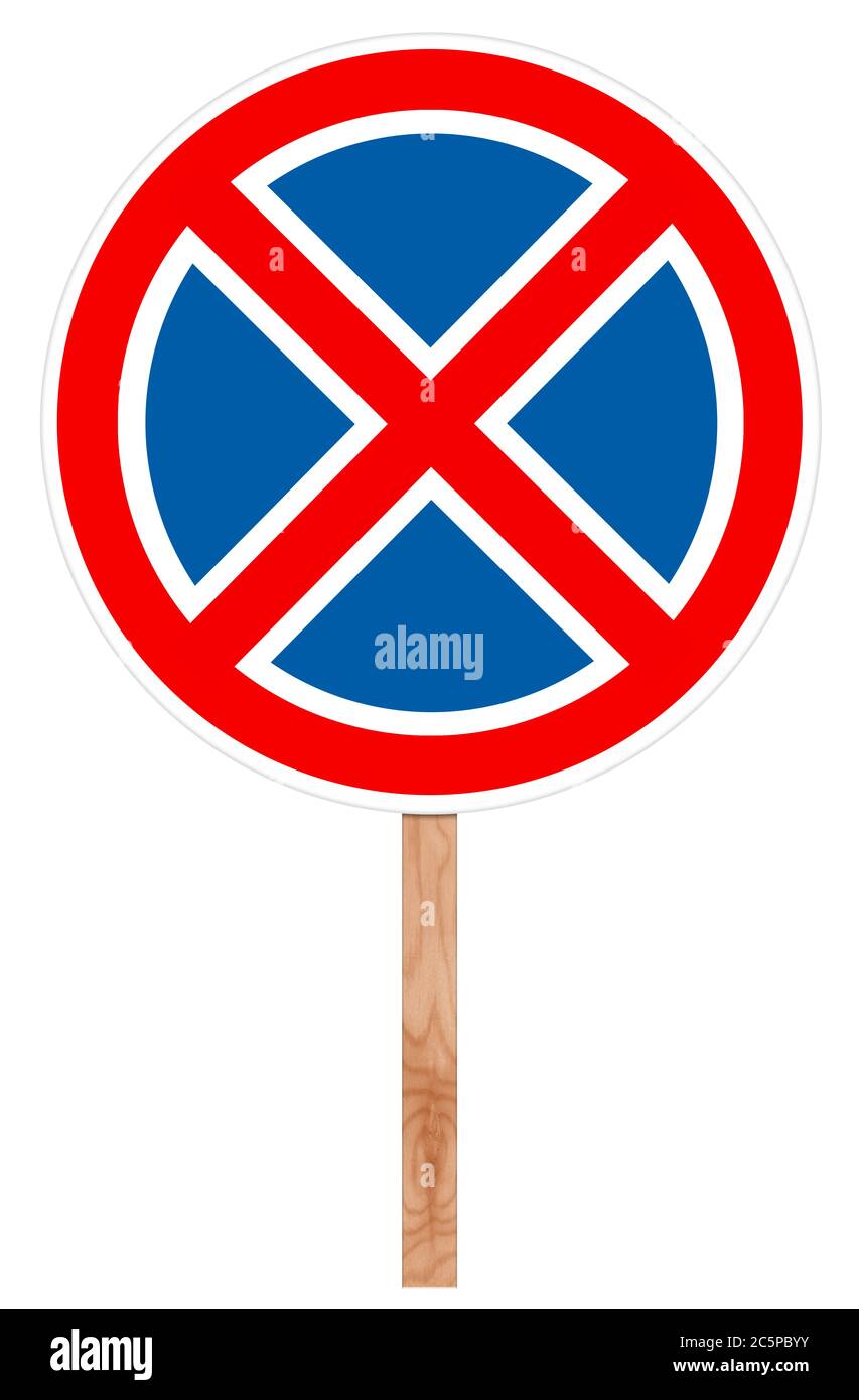 Prohibitory traffic sign isolated on white - No stopping Stock Photo ...