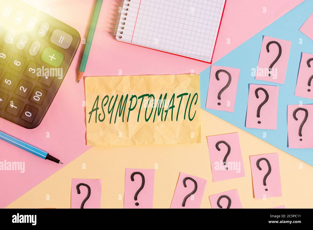 Writing note showing Asymptomatic. Business concept for a condition or ...