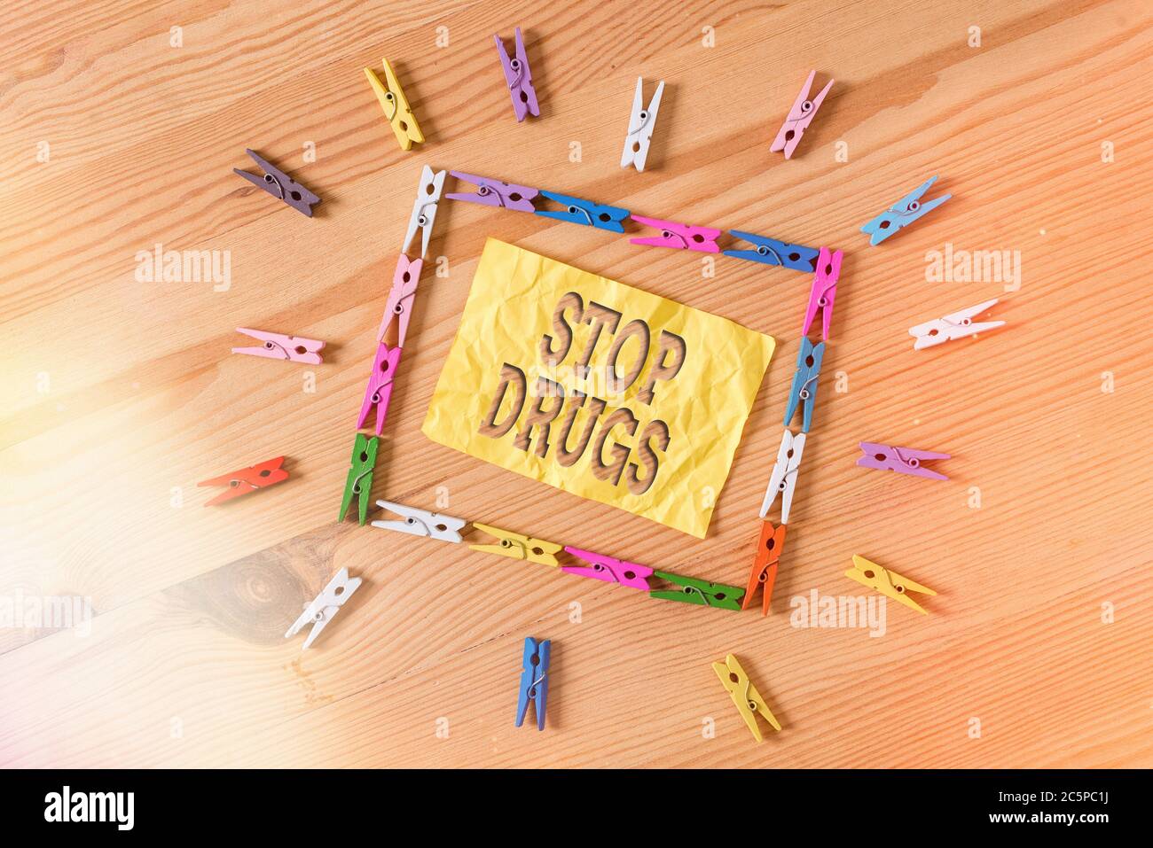 Writing note showing Stop Drugs. Business concept for put an end on the ...