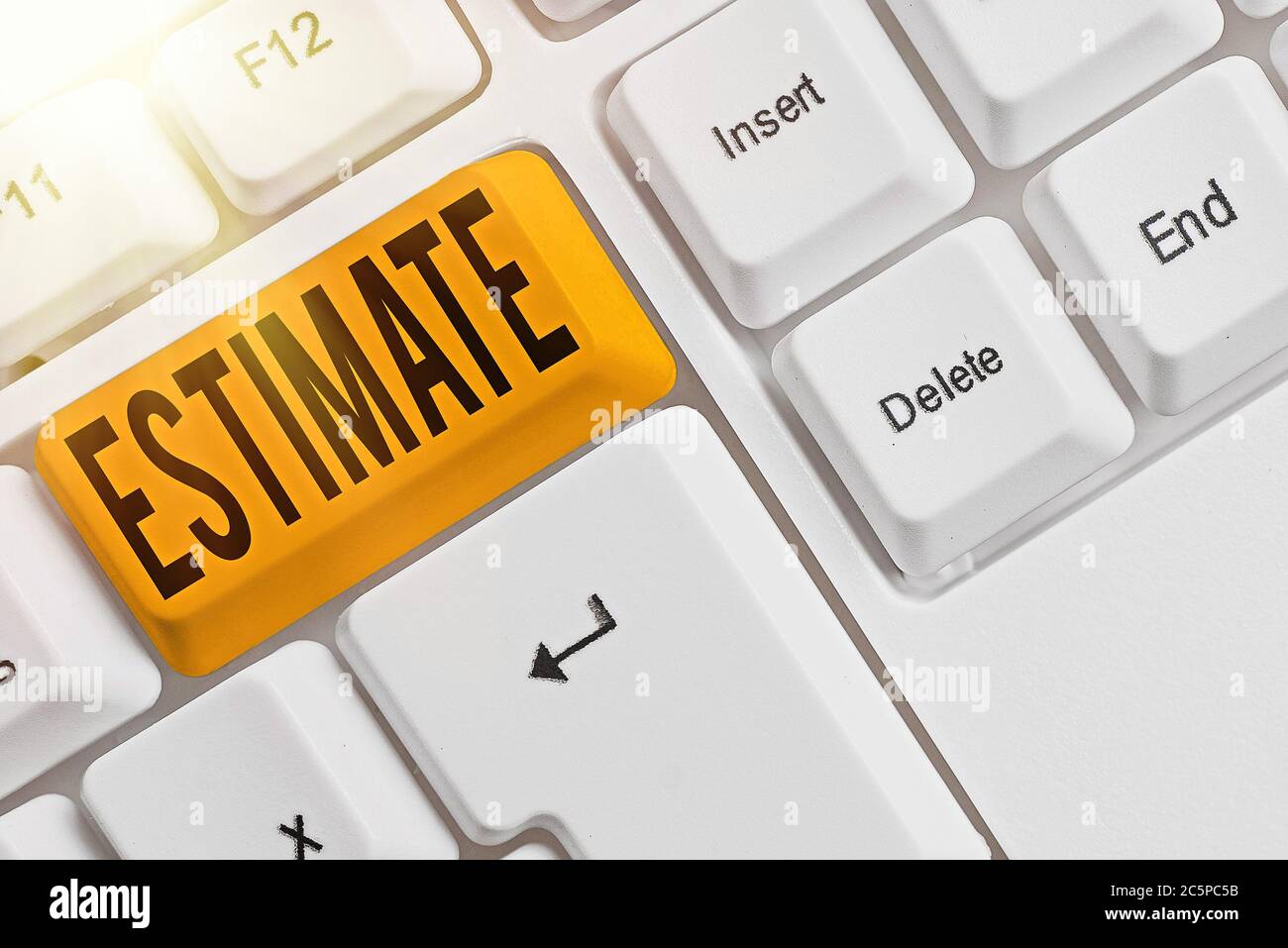 Writing note showing Estimate. Business concept for calculate or assess ...