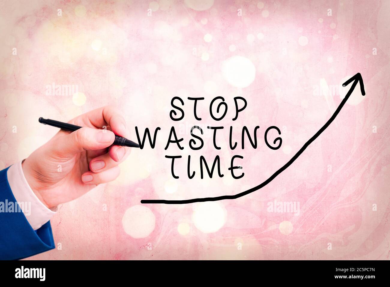 Handwriting text writing Stop Wasting Time. Conceptual photo Organizing Management Schedule lets ...
