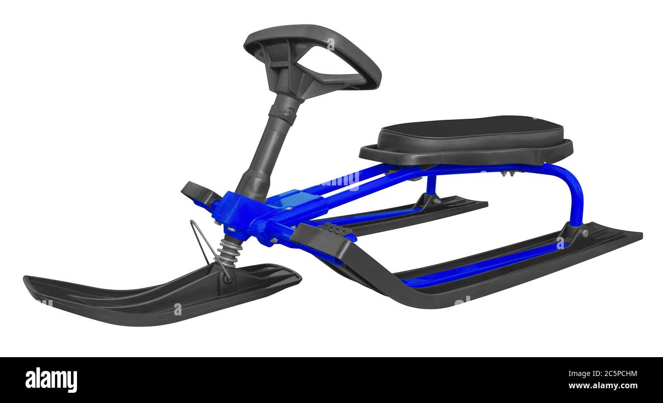 Blue snow sledge isolated on white background. Clipping path included ...