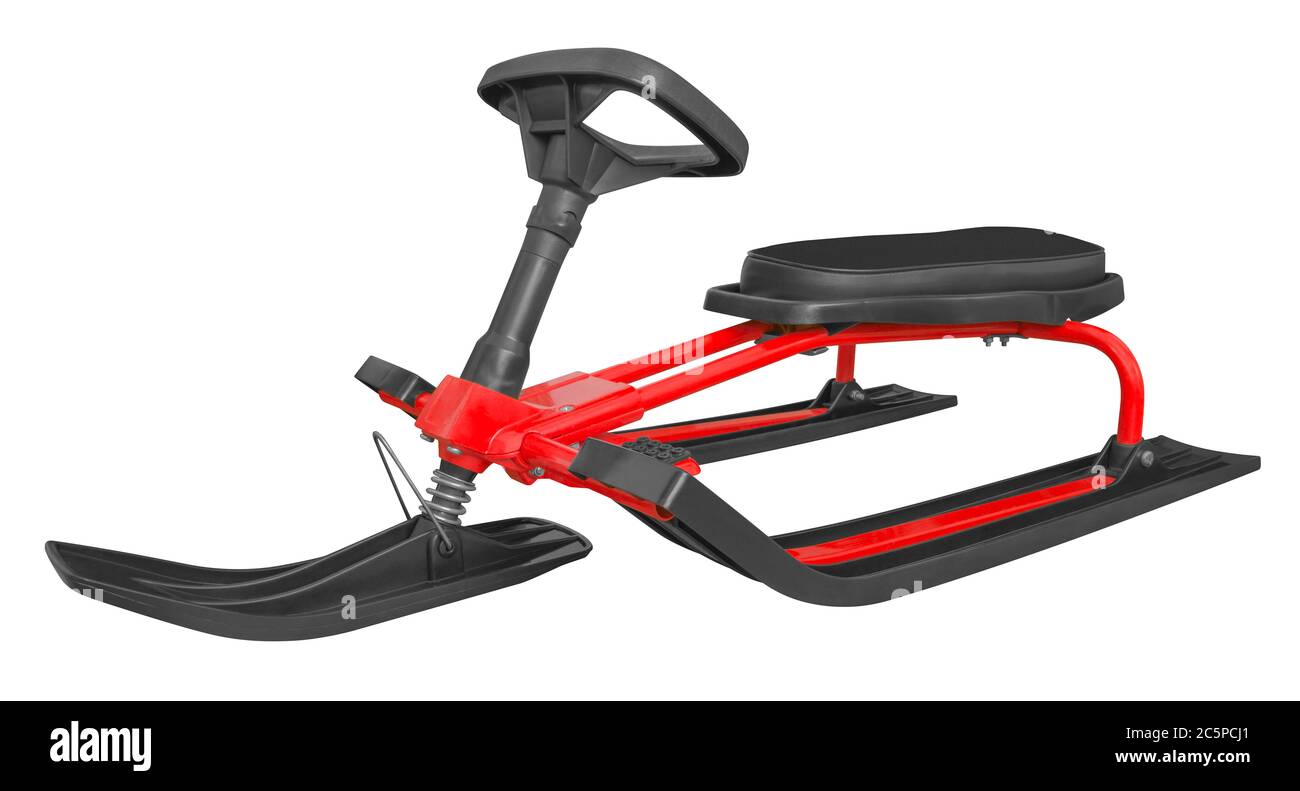 Red snow sledge isolated on white background. Clipping path included ...