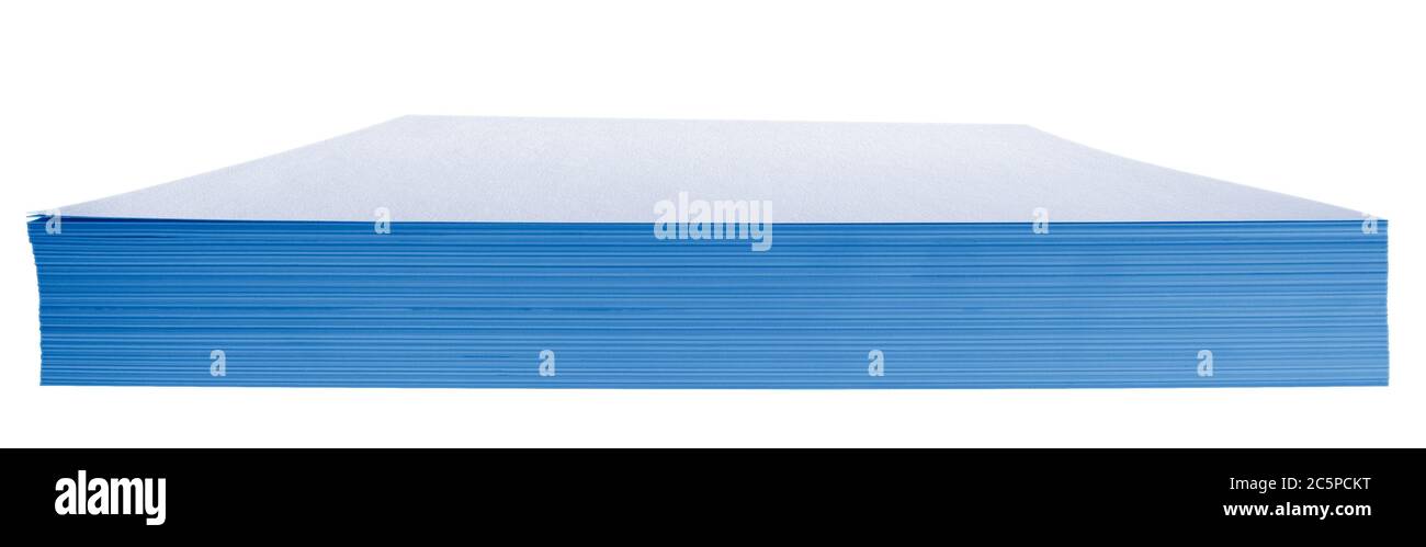 Stack of blue paper sheets isolated on white with Clipping Path Stock ...
