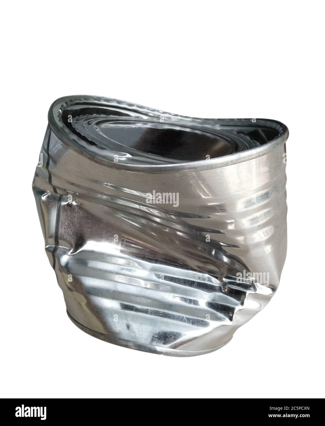 Crumpled tin cans isolated on white background with clipping path Stock ...