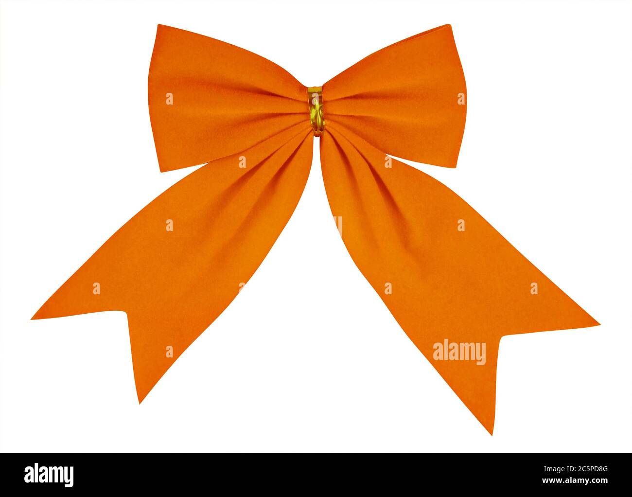 Orange velvet bow isolated on white. Clipping path included Stock Photo ...