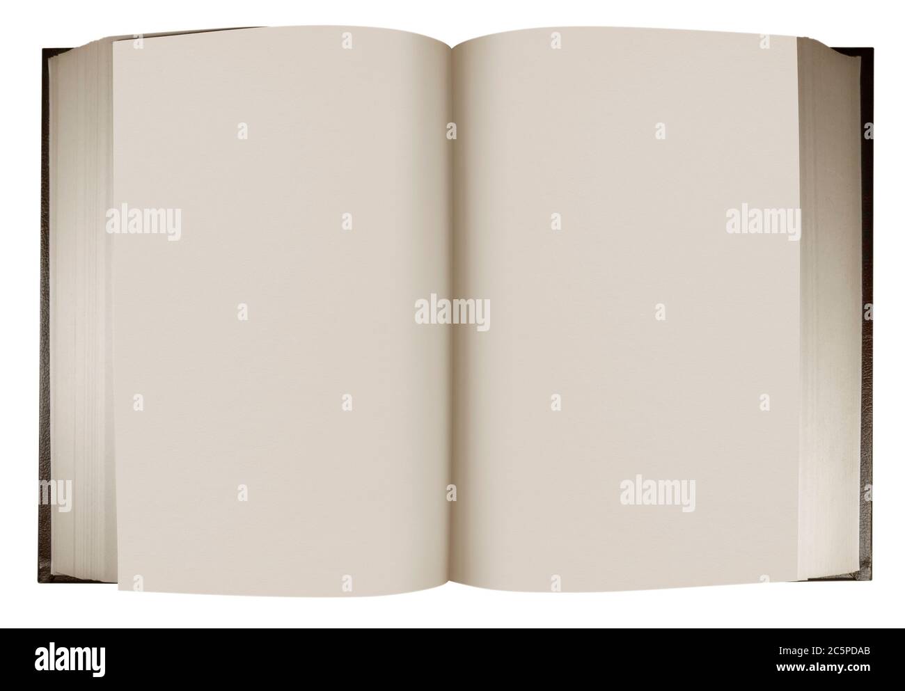 Open vintage book in a hard cover with blank pages for your writing or ...