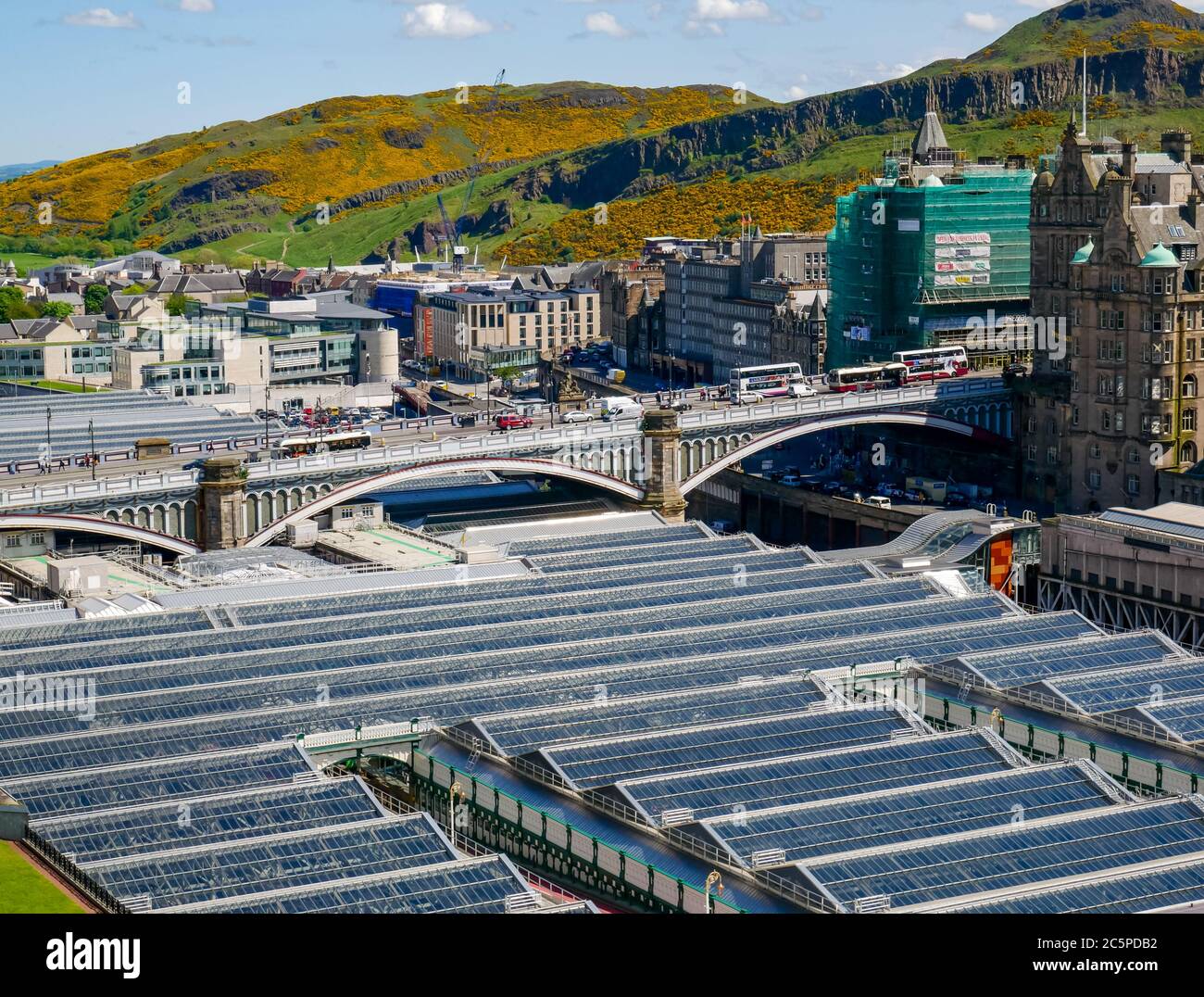 View of the city from above with the railway bridge hi-res stock ...