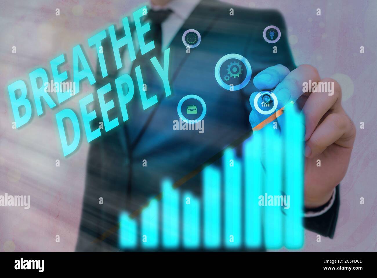 Text sign showing Breathe Deeply. Business photo text to take a lot of ...