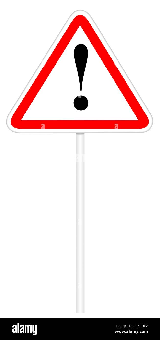 Warning traffic sign isolated on white 3D illustration - Danger Road ...