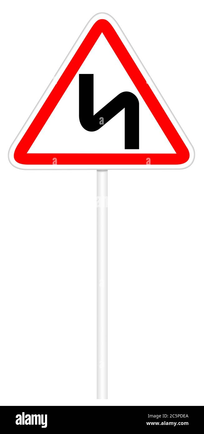 Warning traffic sign isolated on white 3D illustration - Dangerous ...