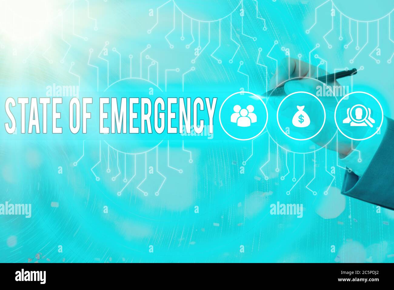 Conceptual hand writing showing State Of Emergency. Concept meaning ...