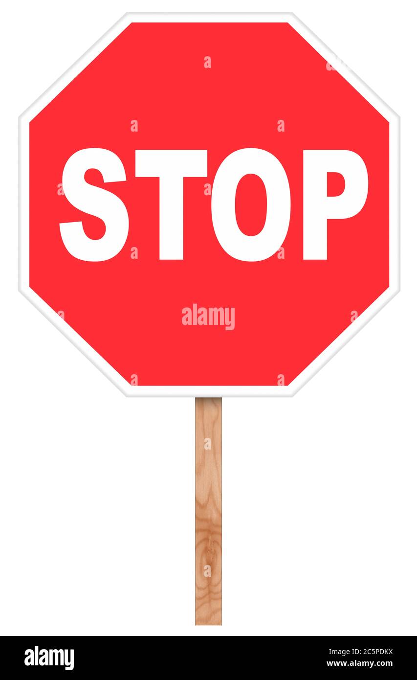 Warning traffic sign isolated on white - Stop Stock Photo - Alamy