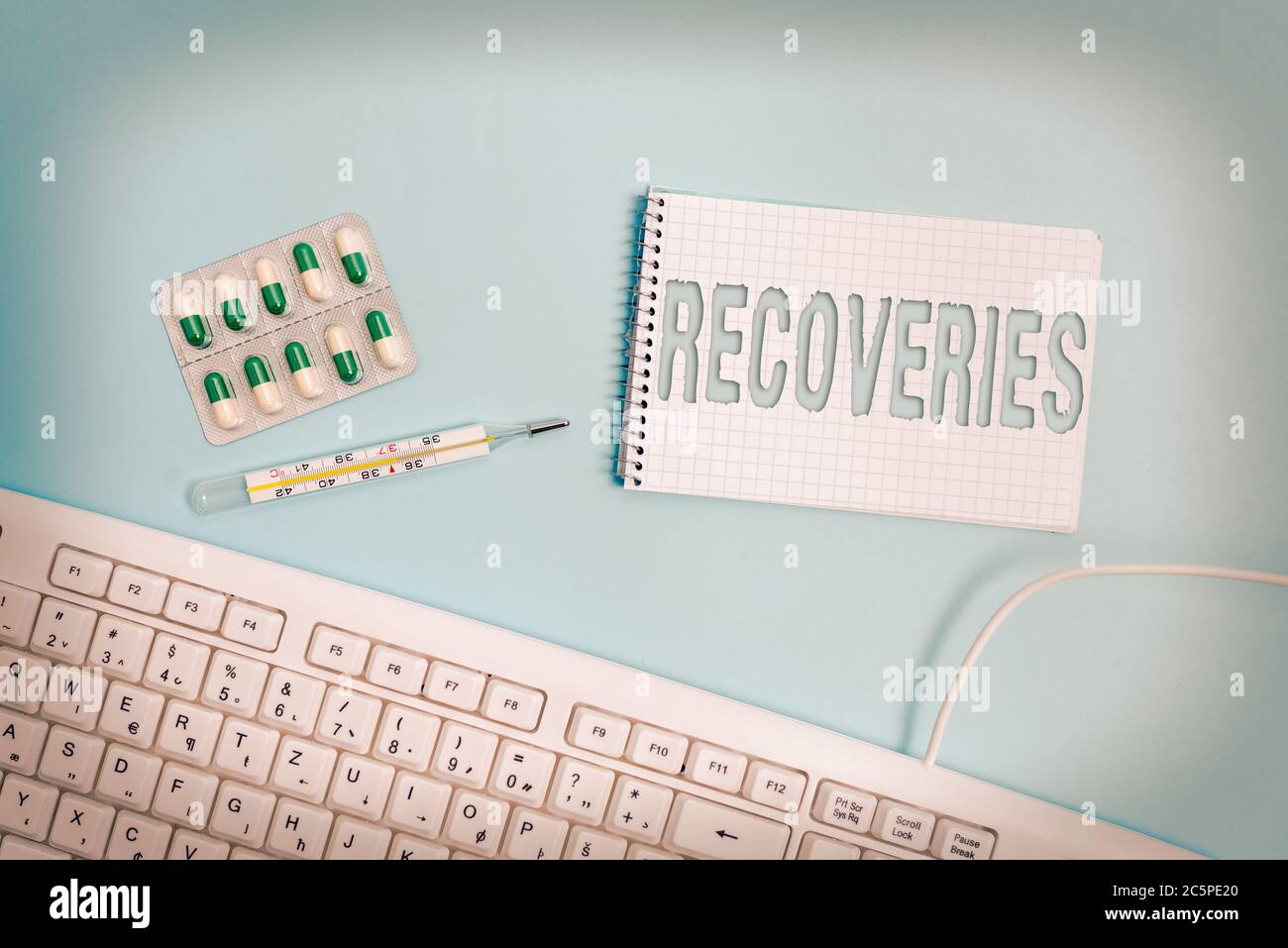 Conceptual hand writing showing Recoveries. Concept meaning process of ...