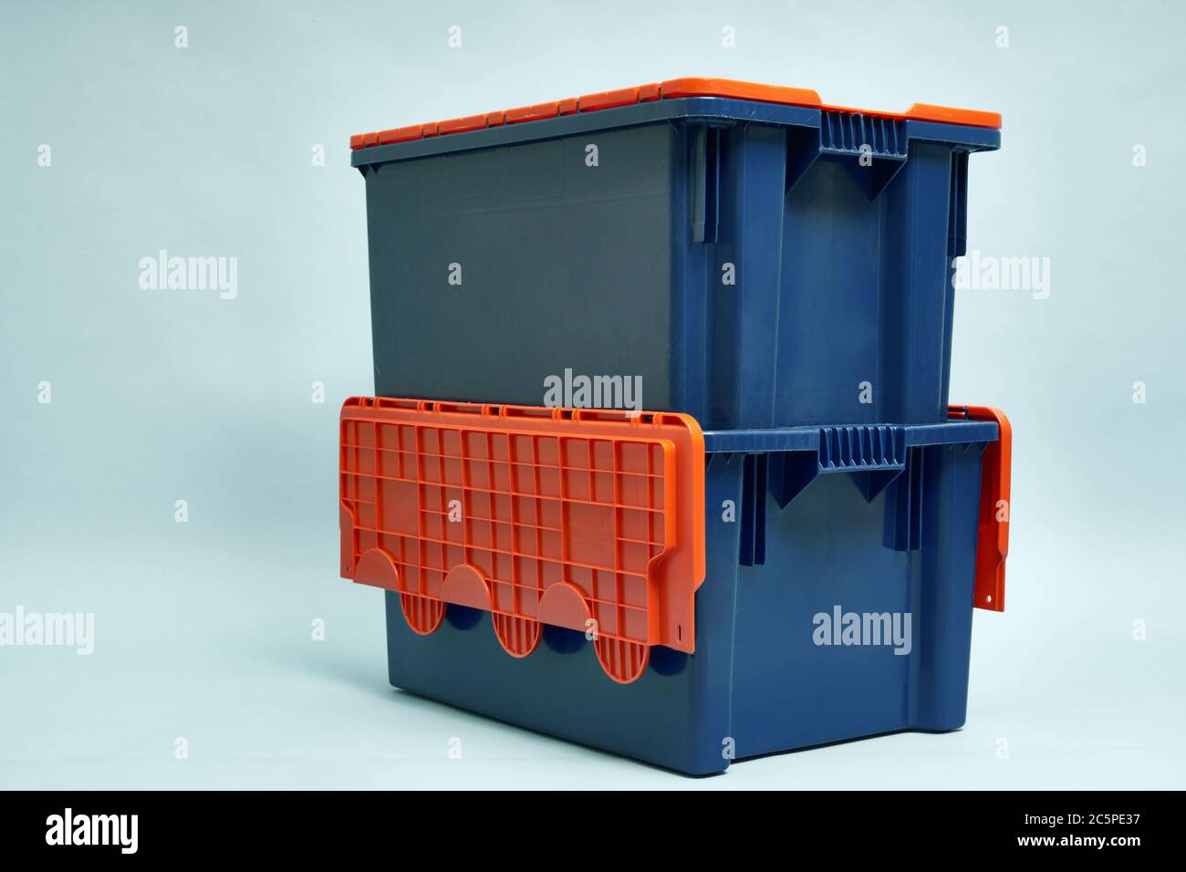 Plastic storage boxes. Boxes for the delivery of products. Orderly ...