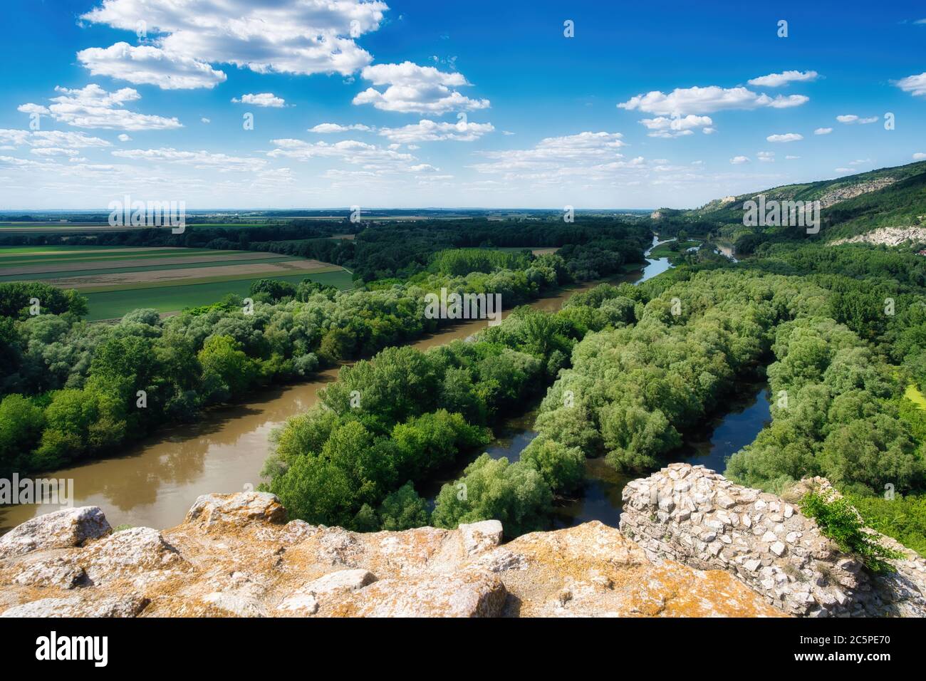 Morava river view from Devin castle, Slovakia Stock Photo - Alamy