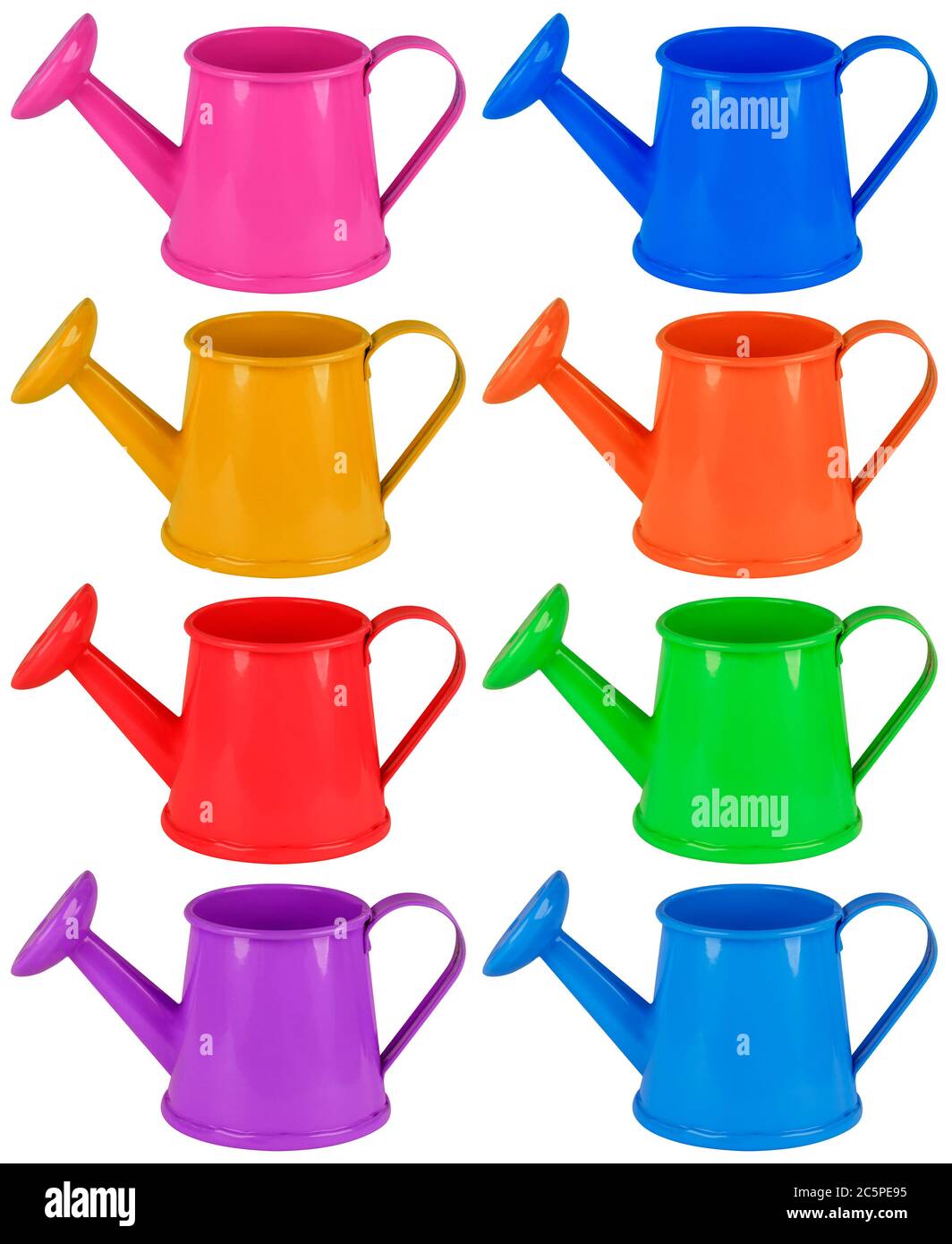 Colorful watering cans isolated on white background Stock Photo - Alamy