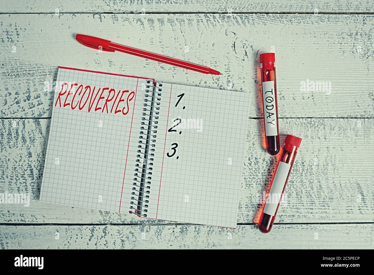 Conceptual hand writing showing Recoveries. Concept meaning process of ...