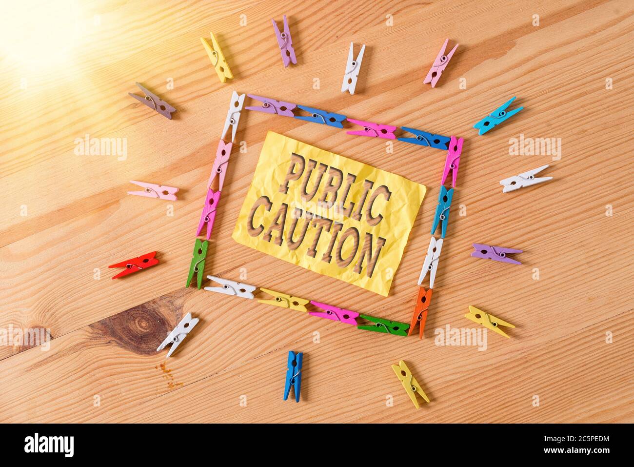 Writing note showing Public Caution. Business concept for formal ...