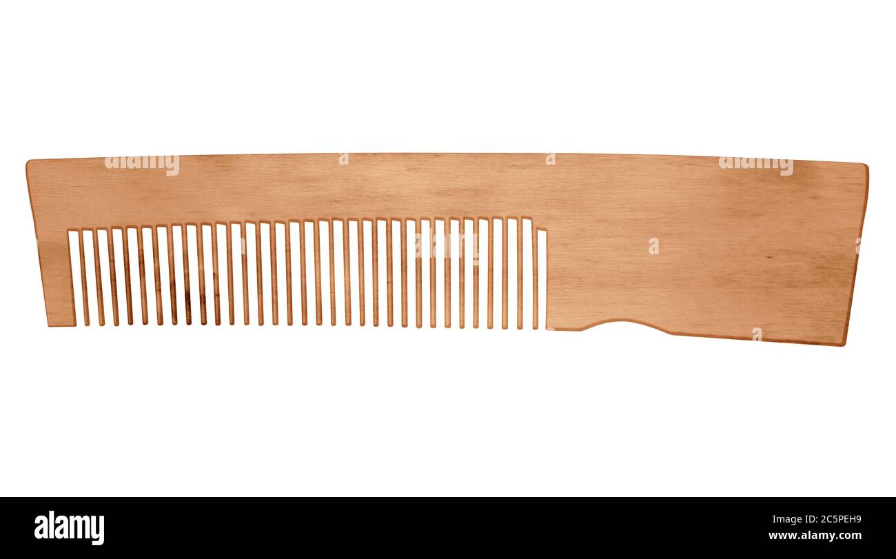 Wooden comb isolated on a white background. Clipping path included ...
