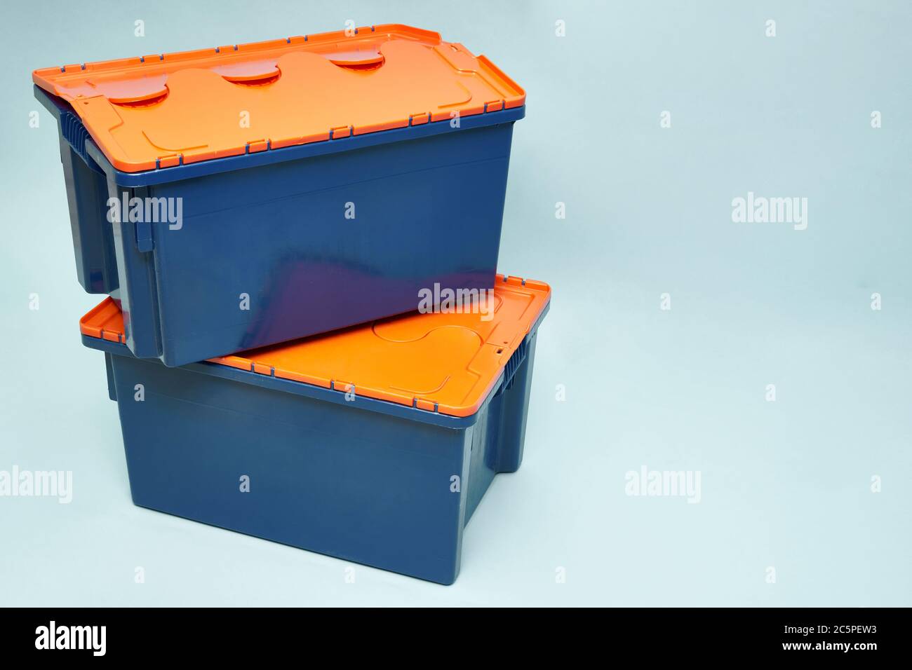 Plastic storage boxes. Boxes for the delivery of products. Orderly ...