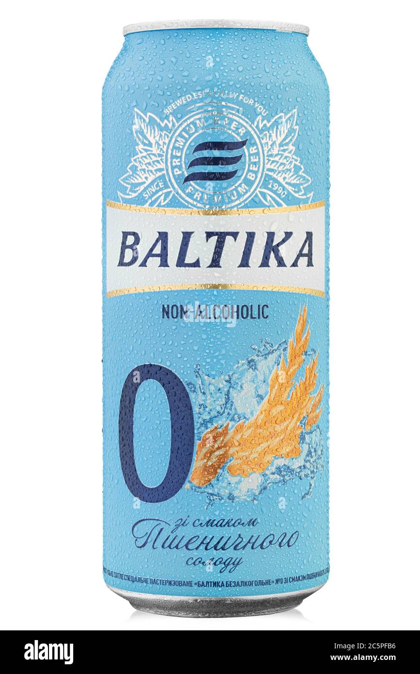 Ukraine, Kyiv - June 29. 2020: Aluminium can beer Baltika, Non ...
