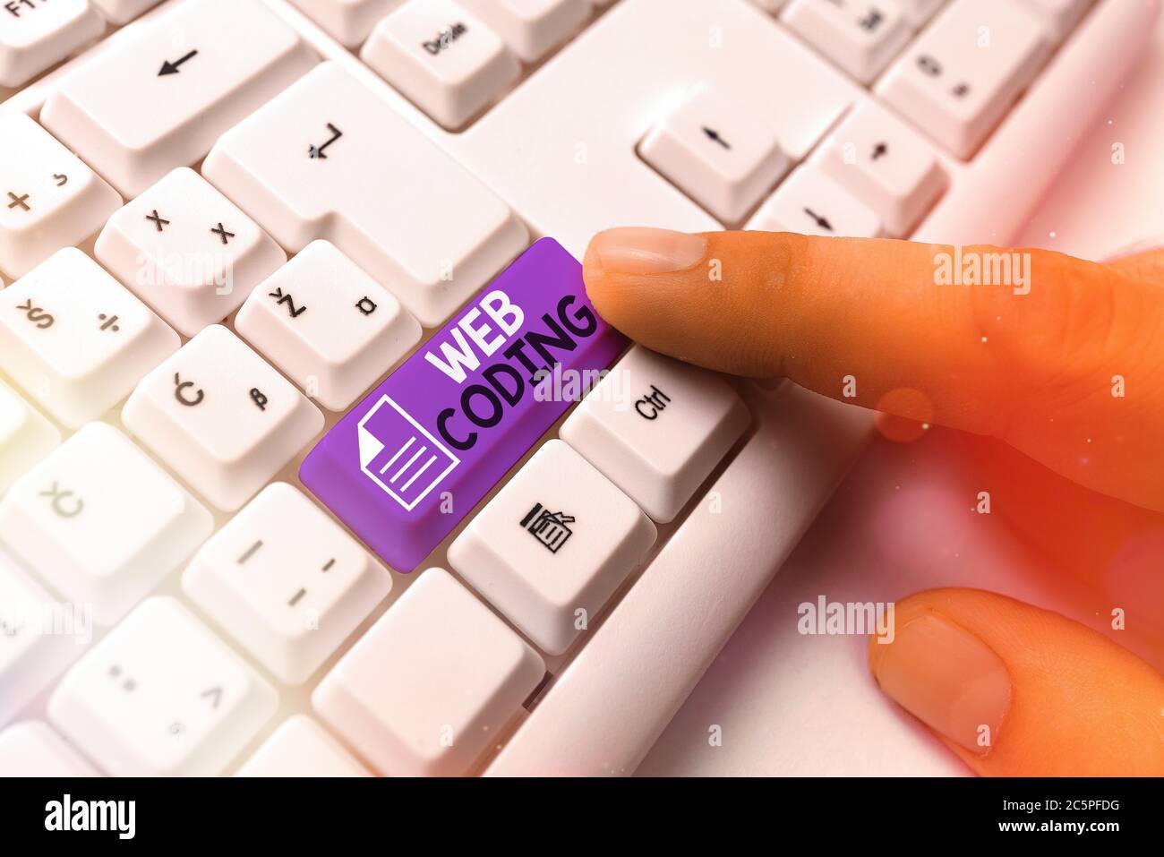 Conceptual hand writing showing Web Coding. Concept meaning a system of ...