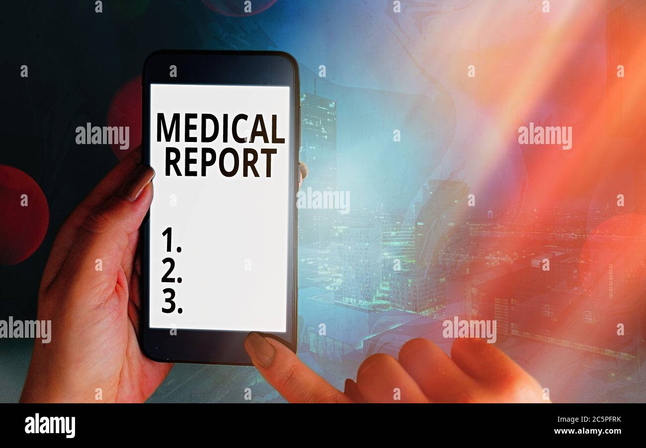 Handwriting text Medical Report. Conceptual photo report of the results ...