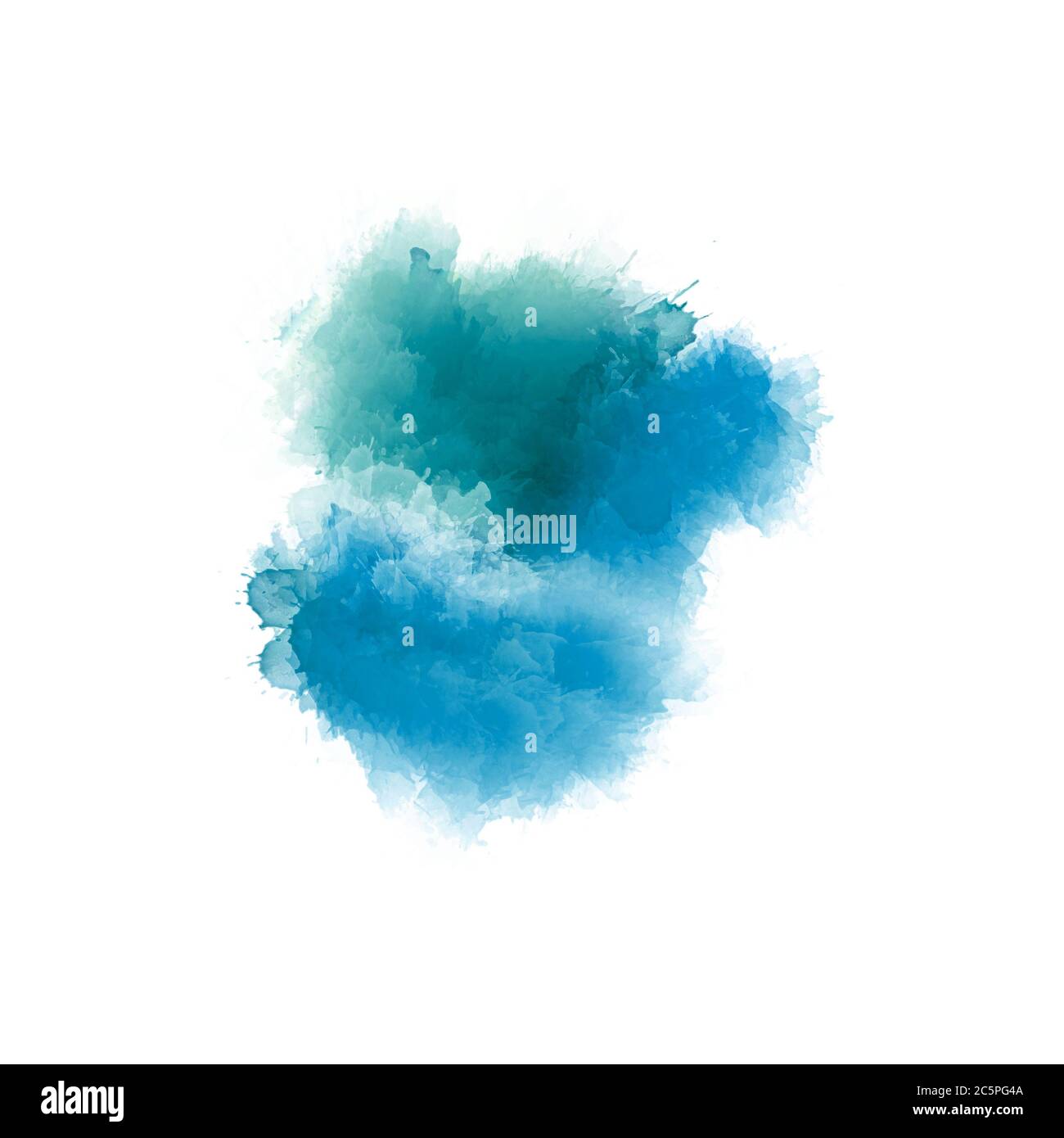 Digital drawing in shades of cyan and blue. Multicolored paint mixure ...