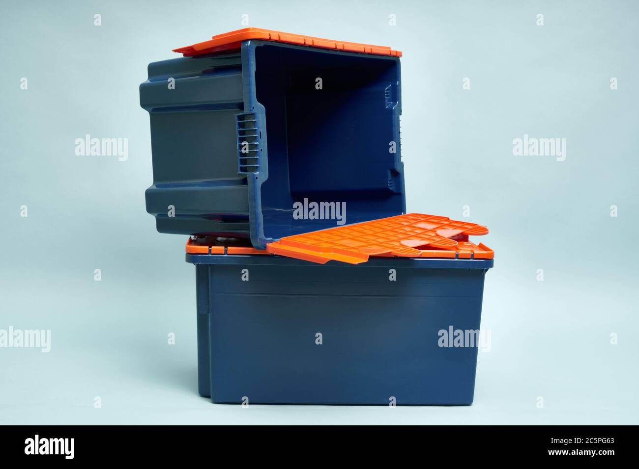 Plastic storage boxes. Boxes for the delivery of products. Orderly ...