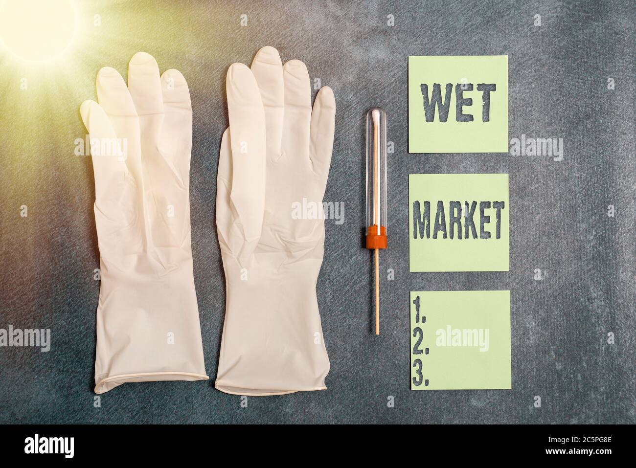 Writing note showing Wet Market. Business concept for market selling ...