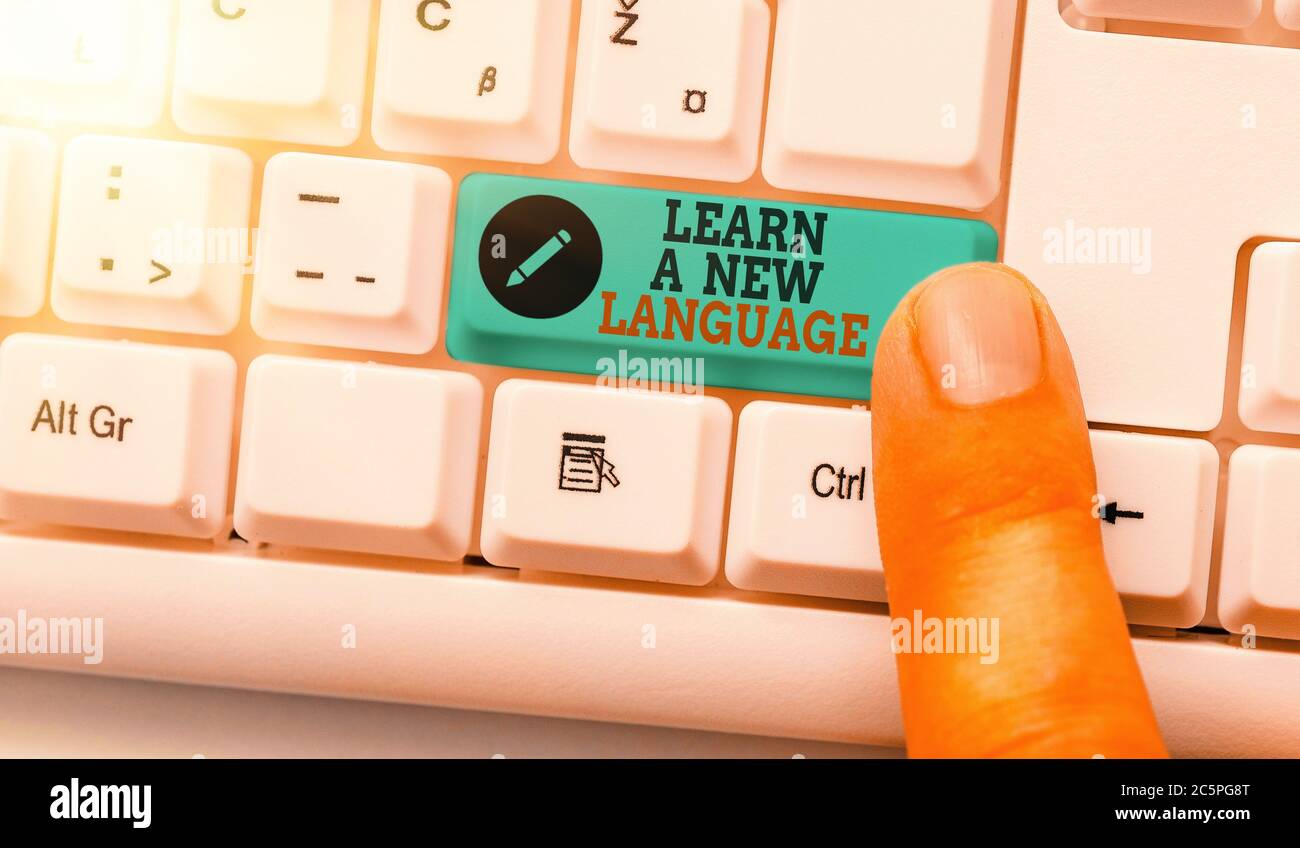 Text sign showing Learn A New Language. Business photo text ability to ...