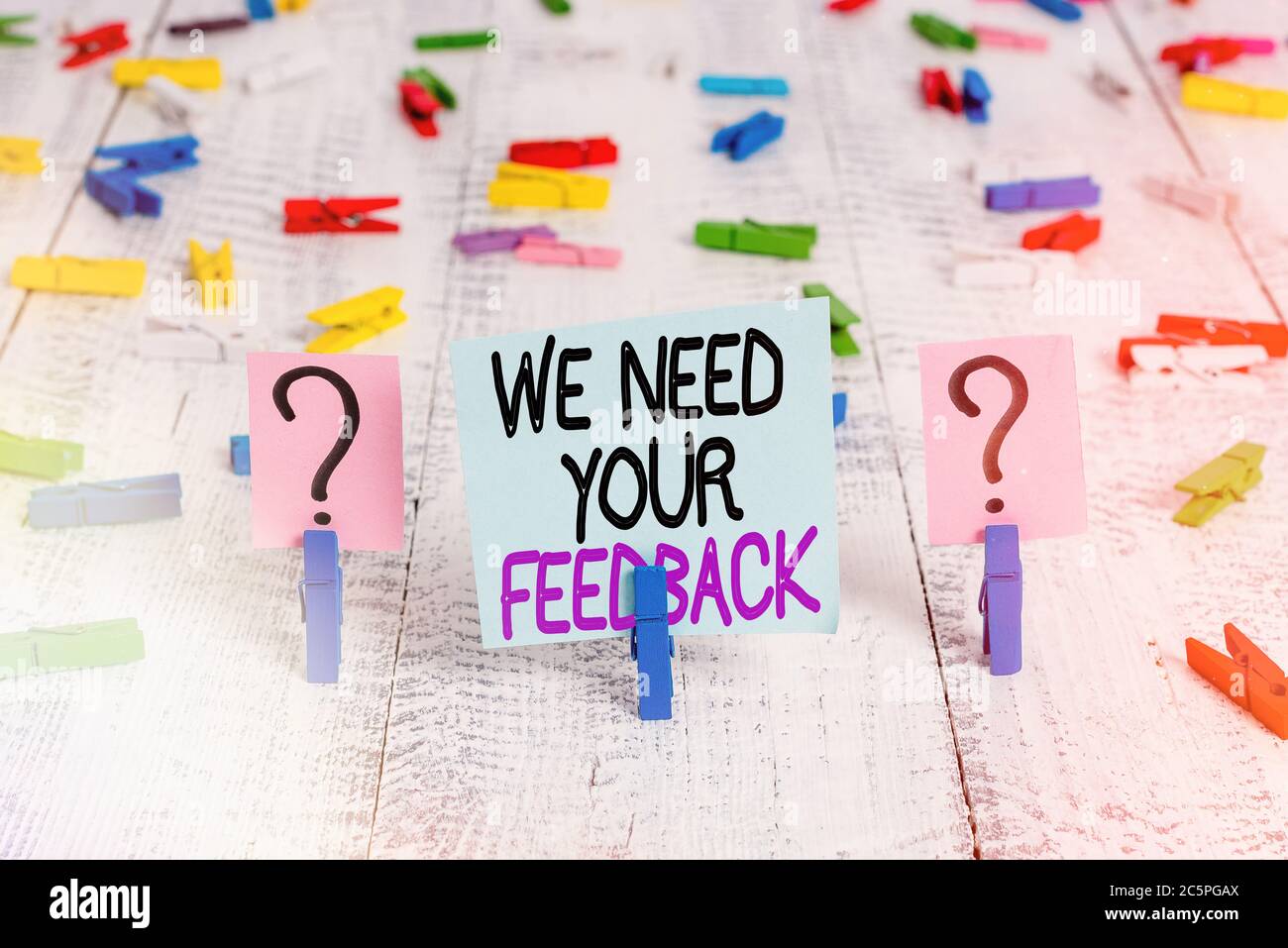 Text sign showing We Need Your Feedback. Business photo showcasing Give ...