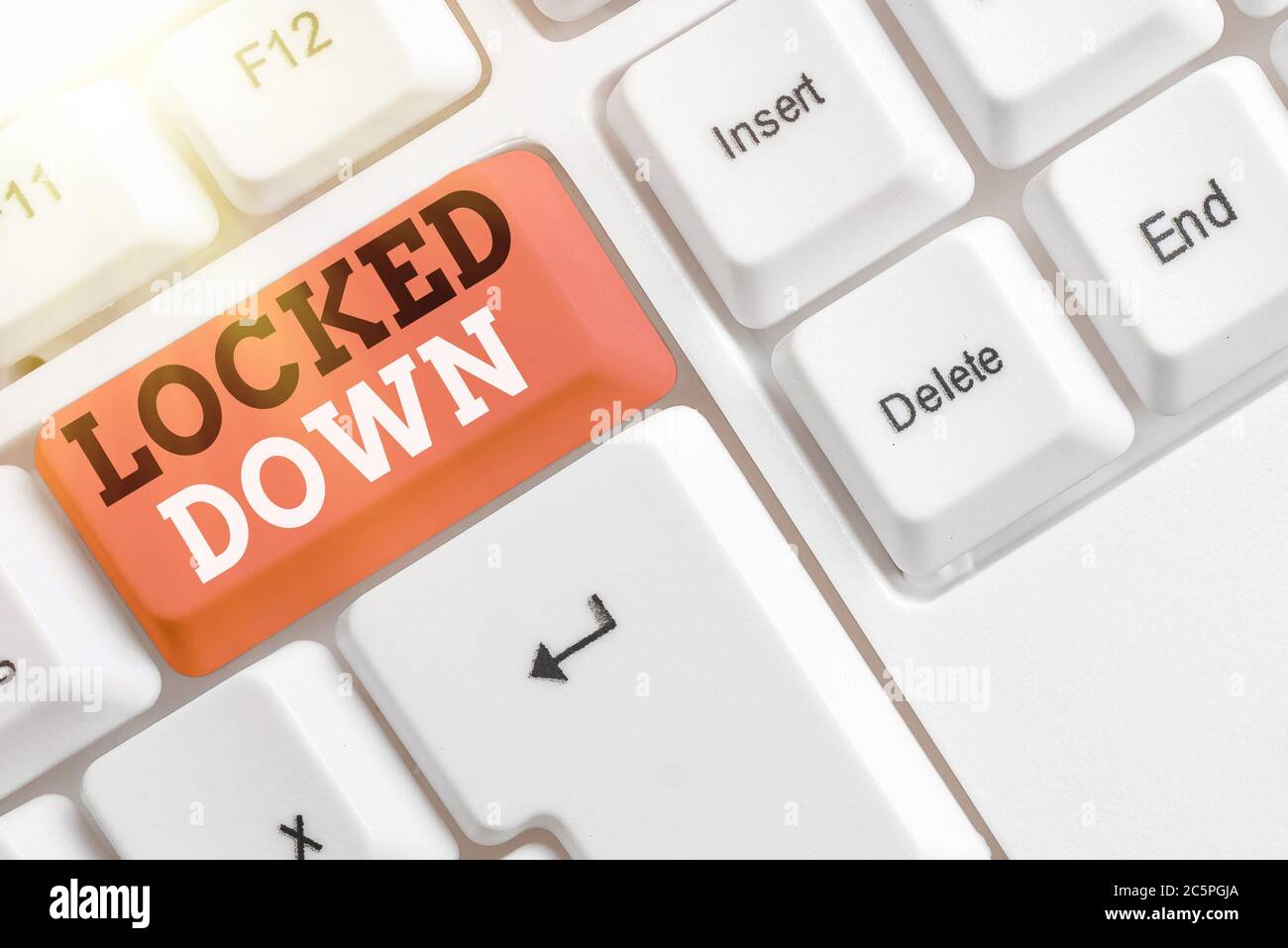 Conceptual hand writing showing Locked Down. Concept meaning emergency ...