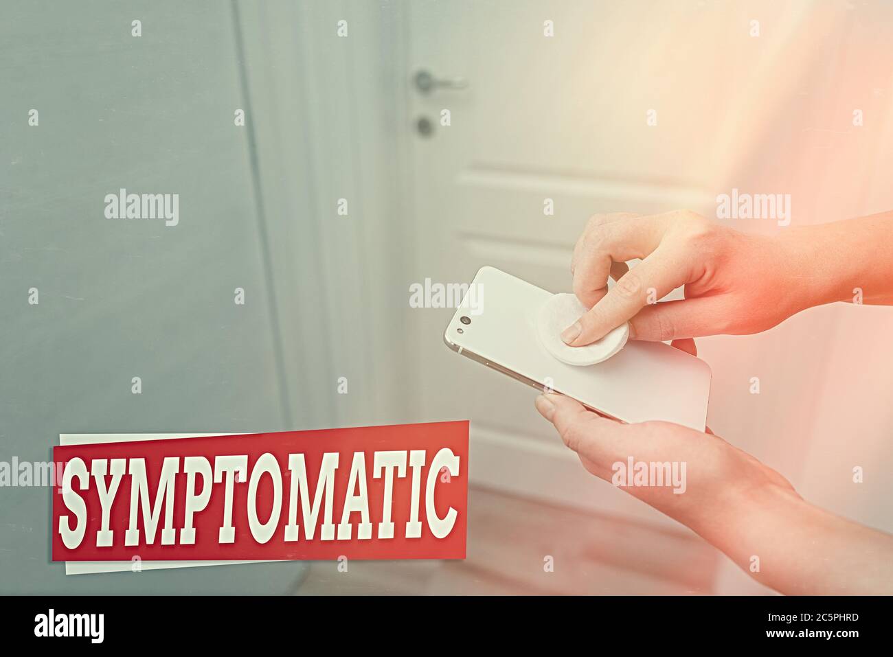 Conceptual hand writing showing Symptomatic. Concept meaning serving as ...