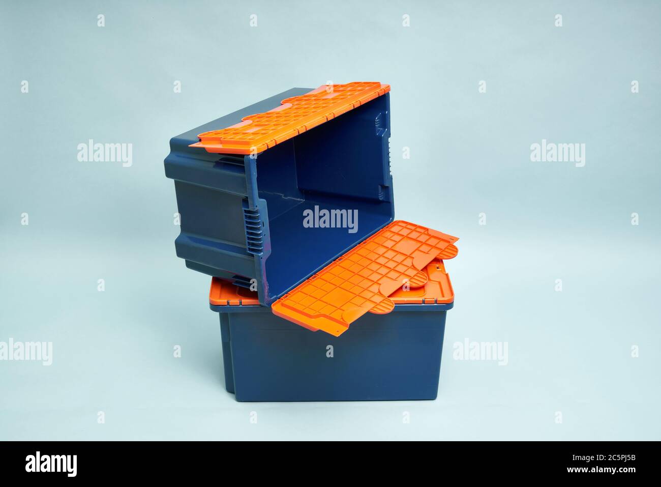 Plastic storage boxes. Boxes for the delivery of products. Orderly ...