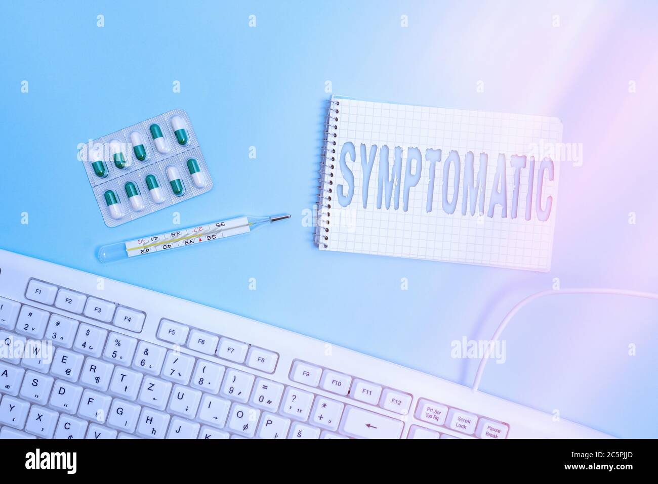 Conceptual hand writing showing Symptomatic. Concept meaning serving as ...