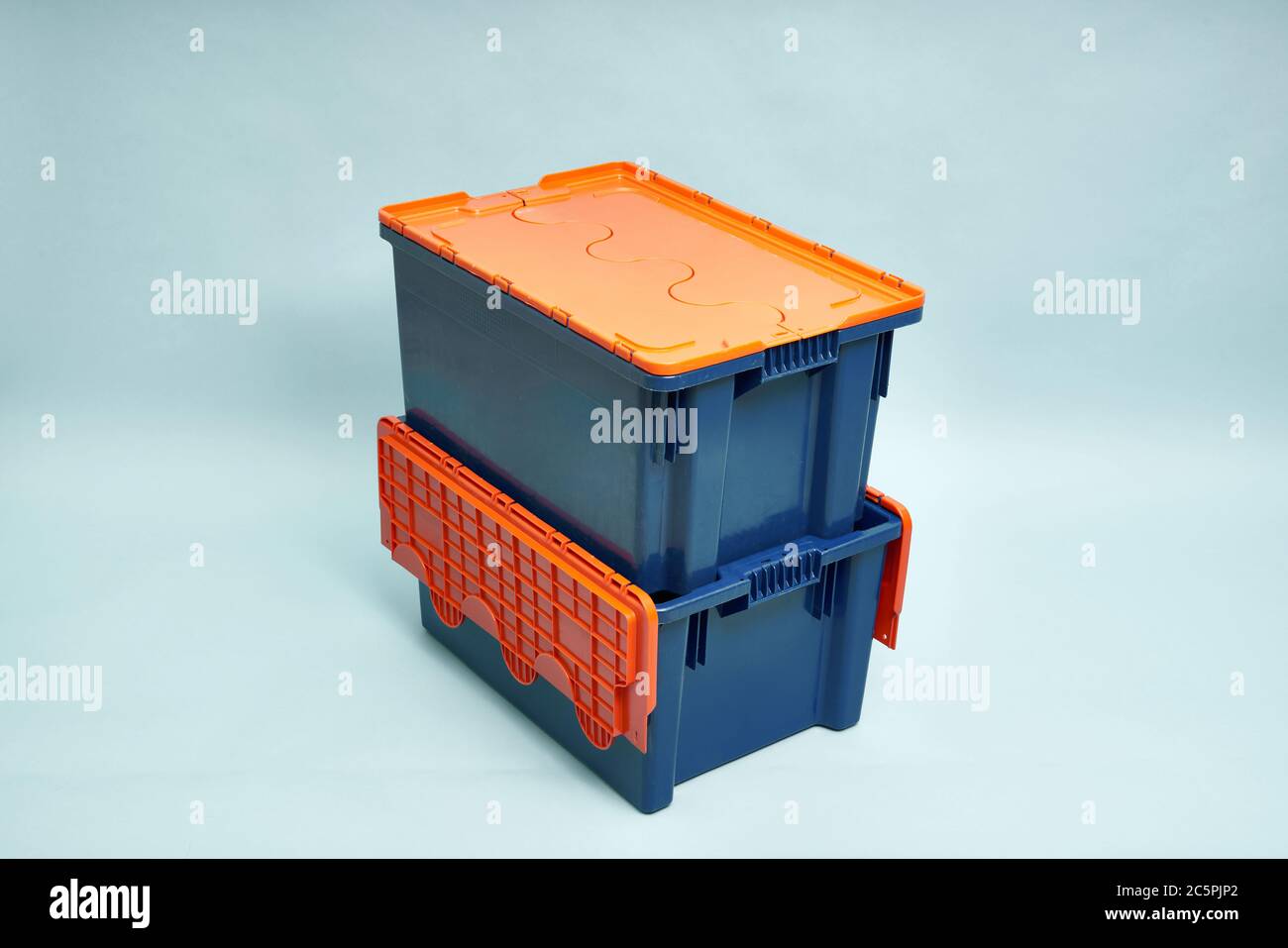 Plastic storage boxes. Boxes for the delivery of products. Orderly ...