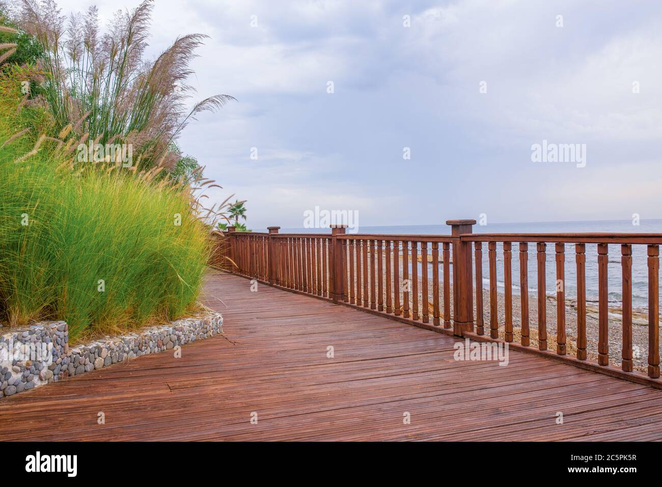 Wooden Promenade. Seaside promenade tourist destination Side, wooden ...