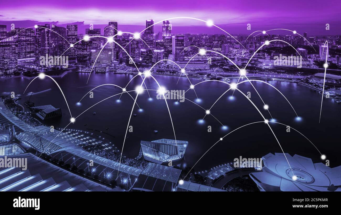 The modern creative communication and internet network connect in smart ...