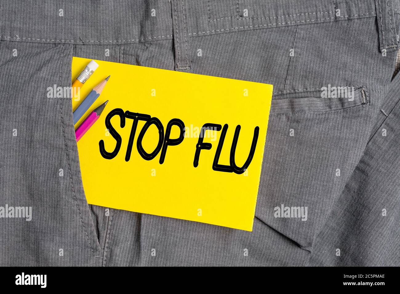 Writing note showing Stop flu. Business concept for put an end of the ...