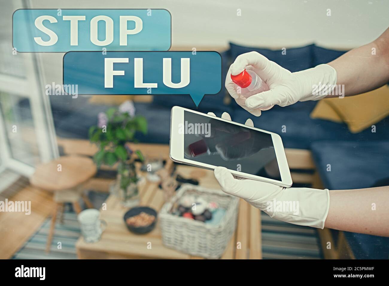 Text sign showing Stop Flu. Business photo text put an end of the viral ...