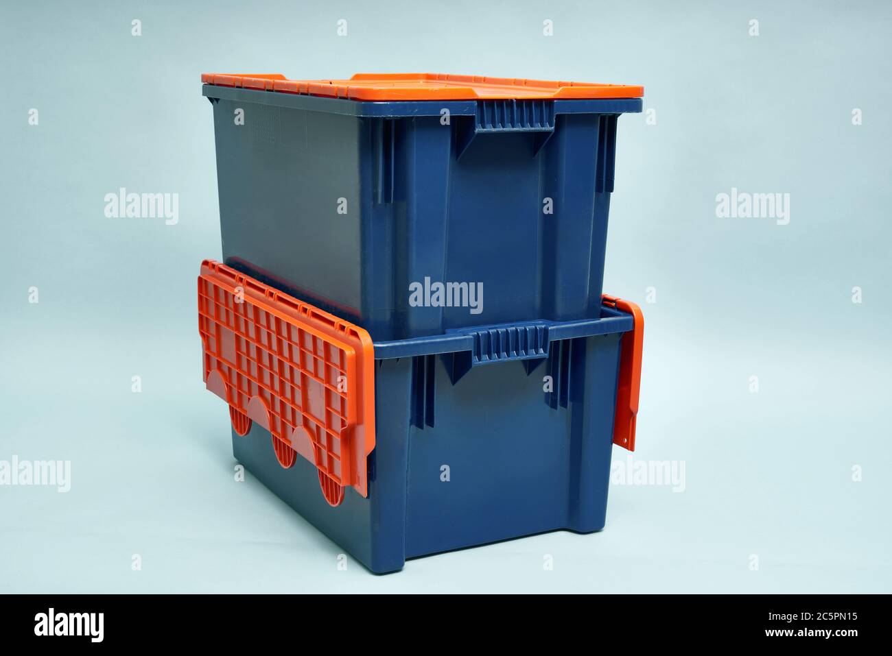 Plastic storage boxes. Boxes for the delivery of products. Orderly ...