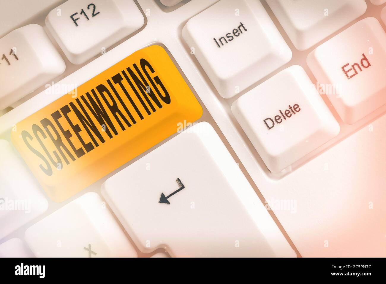 Writing note showing Screenwriting. Business concept for the art and ...