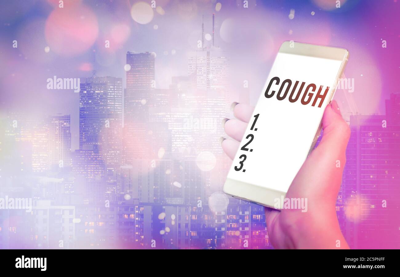 Writing note showing Cough. Business concept for sudden expulsion of ...