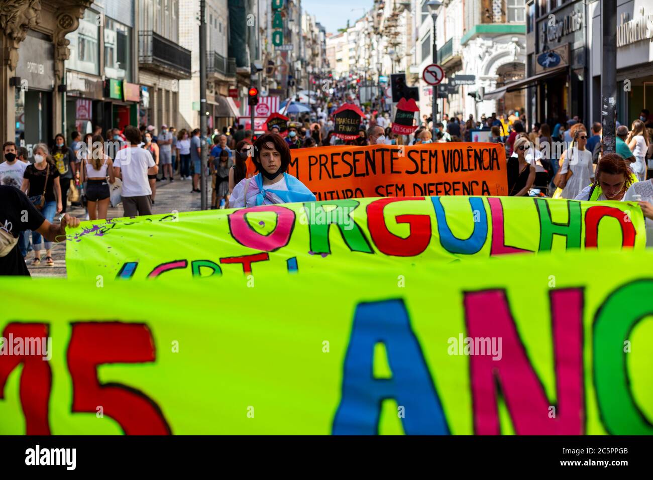 People are seen participating on the 15th pride parade in Porto ...