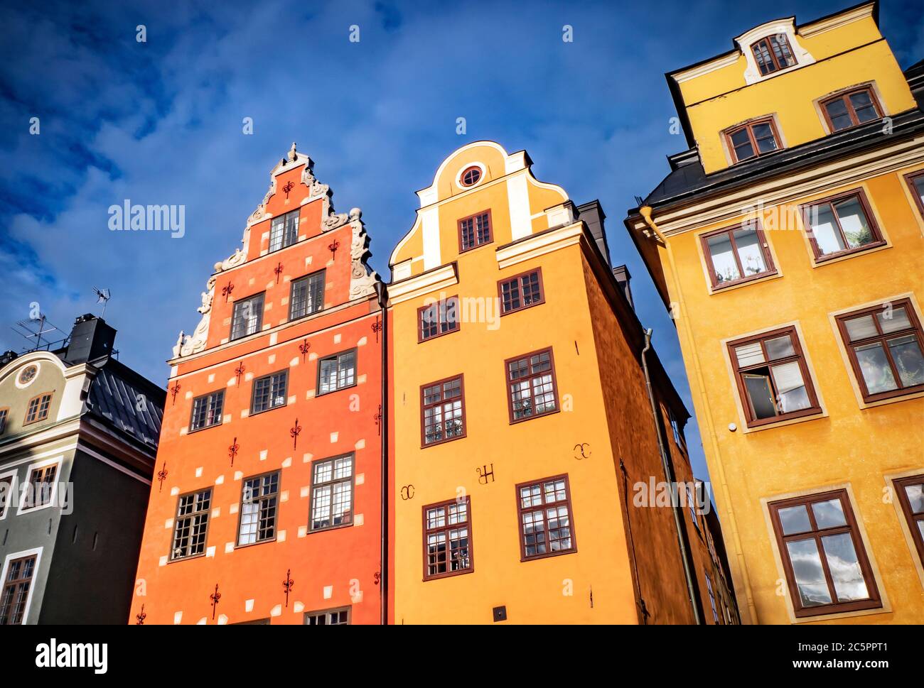Colorful architecture in Old Town of Stockholm, Sweden. Famous travel ...