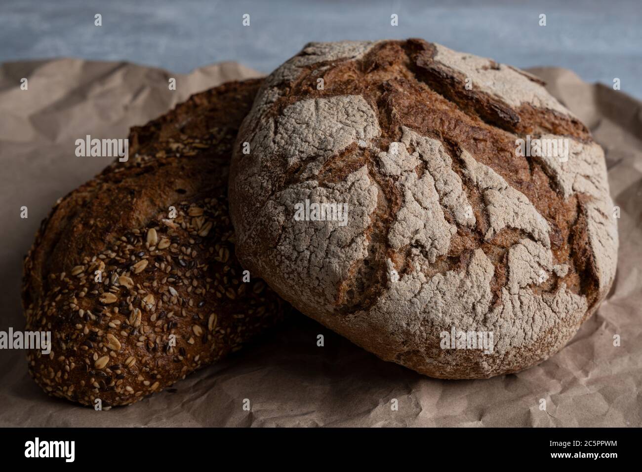 Homemade Freshly Baked Country Bread made from wheat and whole grain ...