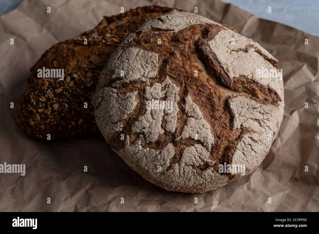 Homemade Freshly Baked Country Bread made from wheat and whole grain ...